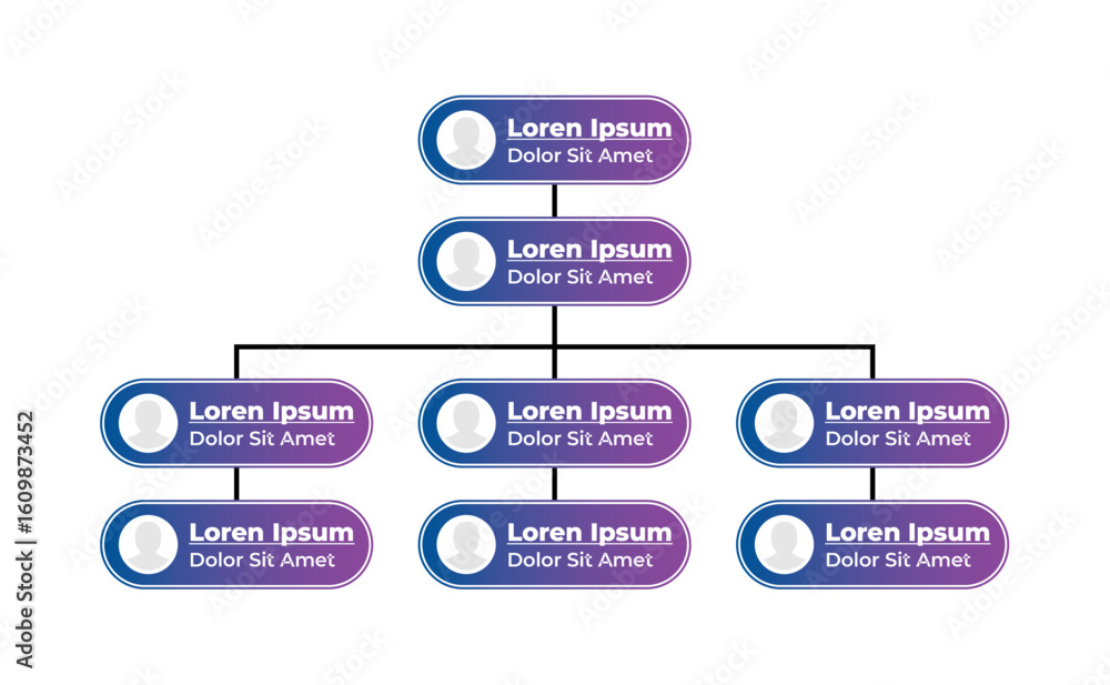 Organization chart illustrating hierarchical structure and team ...