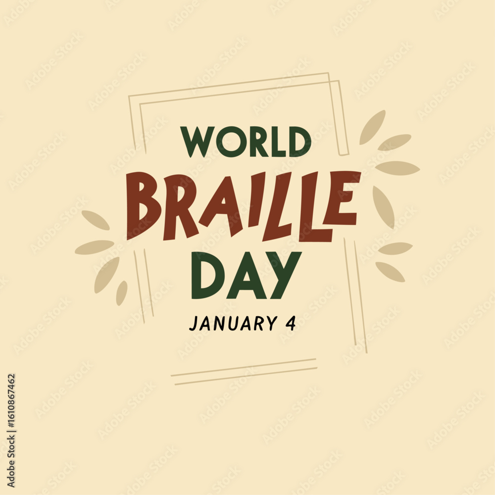 Flat Vector for World Braille Day Celebration – Hand Touching Braille ...