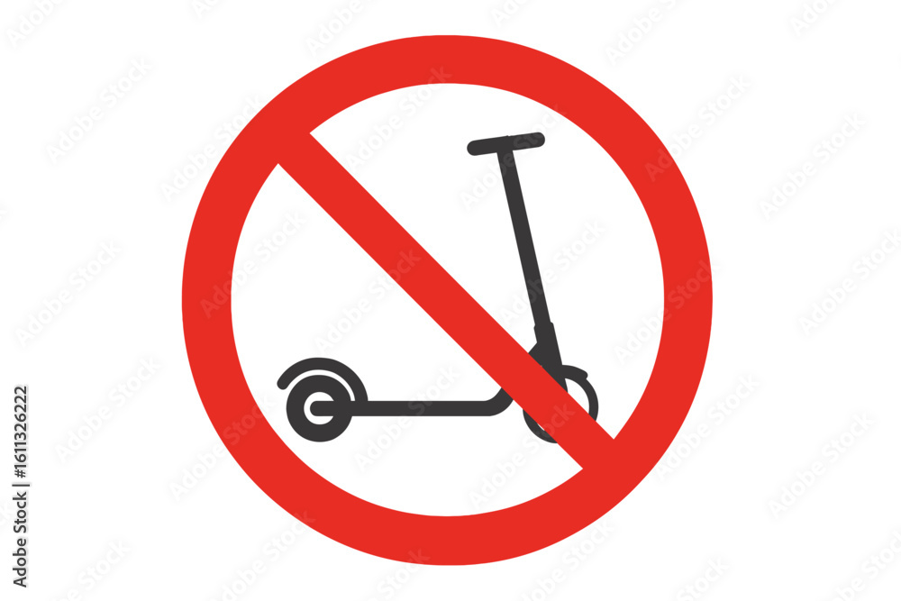 No electric scooter allowed sign. Red prohibition symbol for urban ...