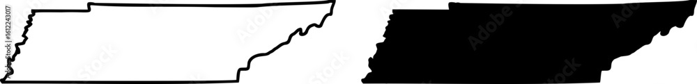 Tennessee state border map outline and silhouette vector graphic ...