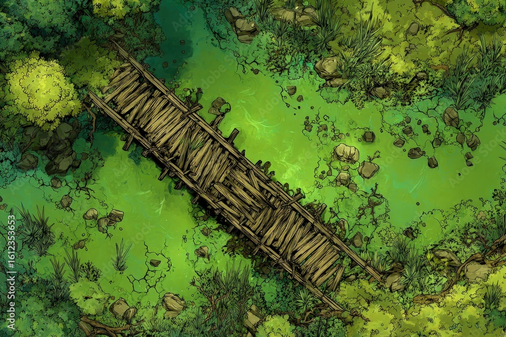DnD Battlemap battlemap in toxic bog - Surrounded by greenery ...