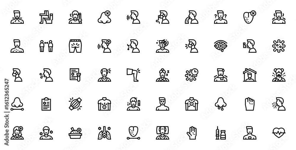 Coronavirus symptoms icon set. Medical vector illustration. Includes ...