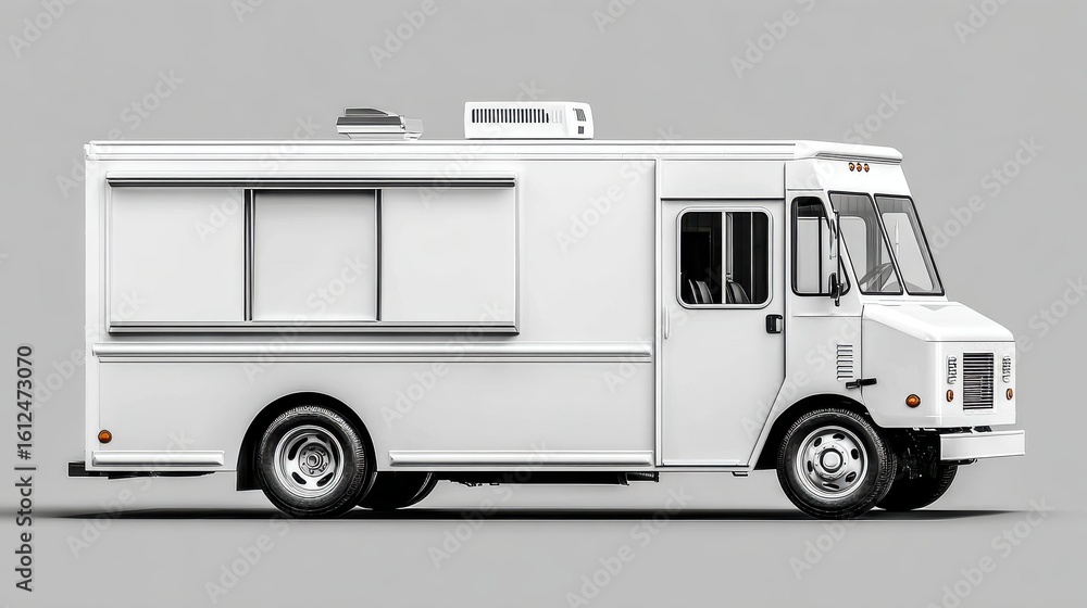 Blank food truck side view template with white body and clean design ...