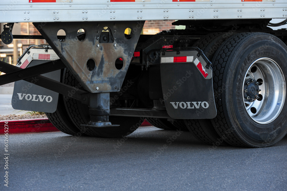 The landing gear area and kingpin section of the front underside of a ...