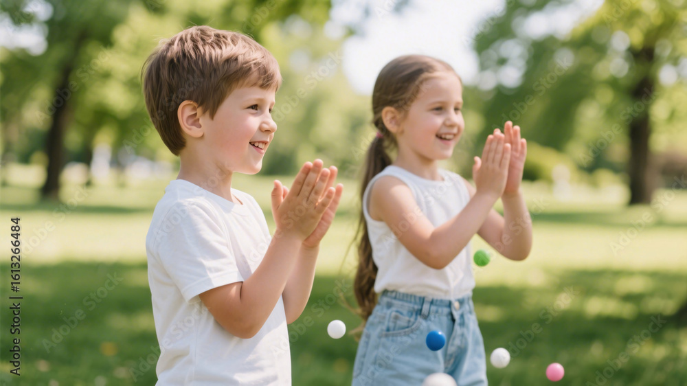Rhythm-based brain game for children in a park — clapping sequences ...