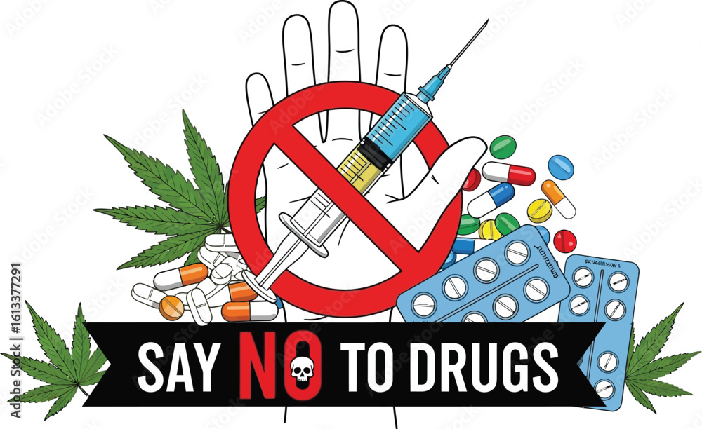 Say no to drugs illustration concept for drug awareness campaign and ...