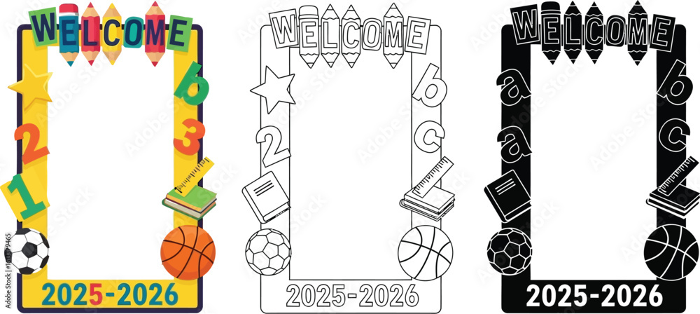 Welcome back to school photo booth frame prop template for classroom ...