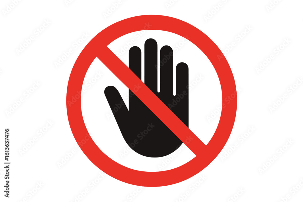 Do not touch icon with hand forbidden sign. No entry, don't push, and ...