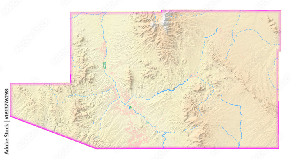 Map of the County Santa Cruz (Arizona, US) showing the isolated County with relief ...