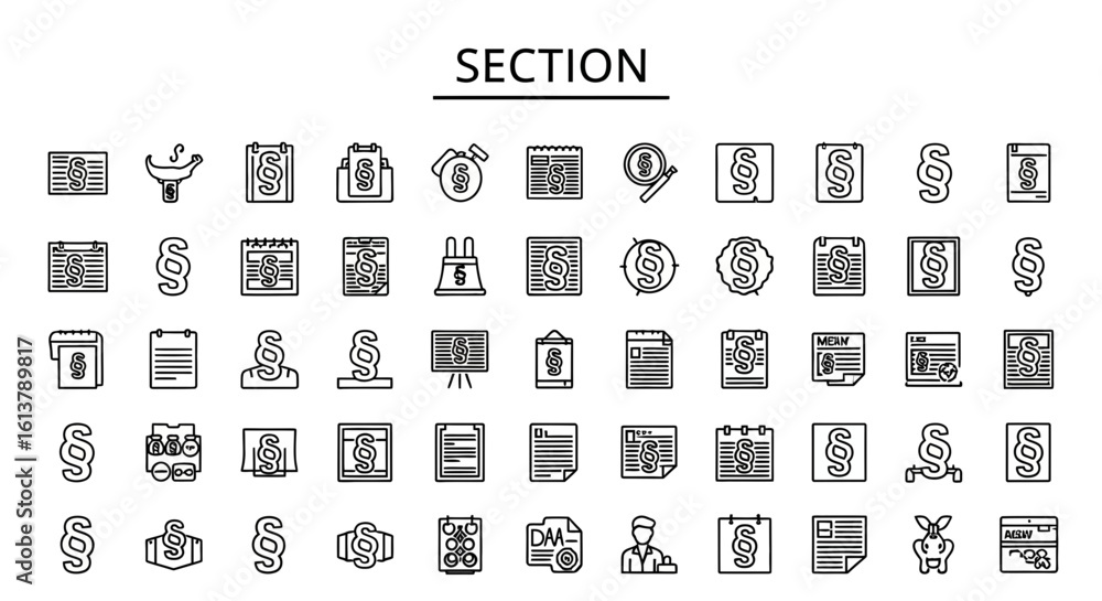Solid Black Section Icons: Division, Part, and Segment Symbols Stock ...