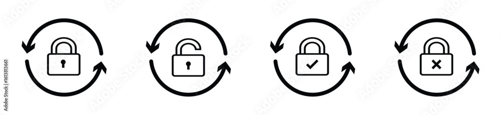 Password icon set. Includes lock symbols, password reset, change, and ...
