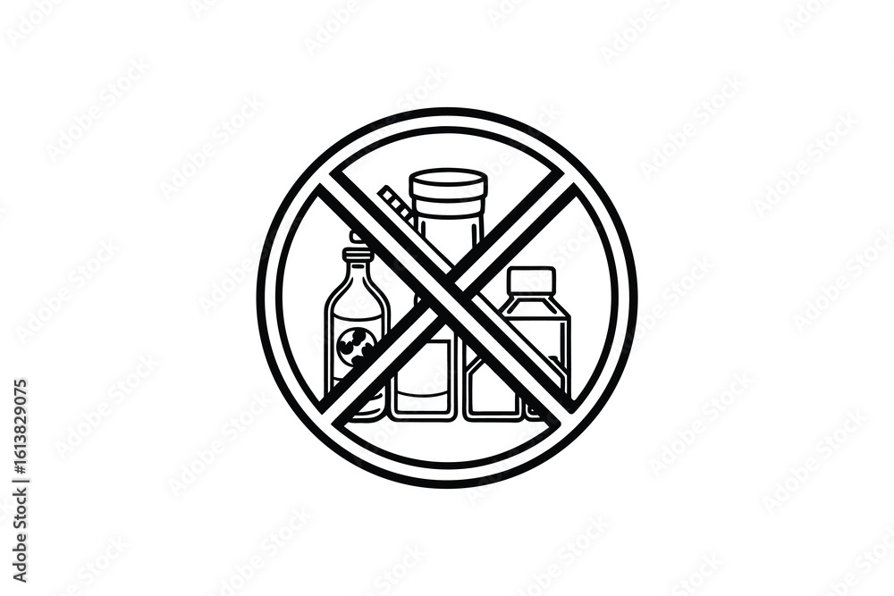 No Chemicals or Drugs Allowed Sign with Prohibited Symbol and Medicine ...
