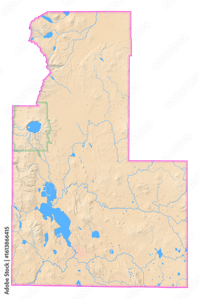 Map of the County Klamath (Oregon, US) showing the isolated County with relief representation ...