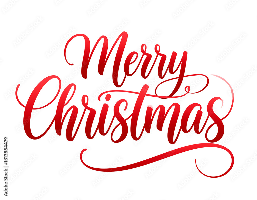 Festive red script lettering merry christmas isolated on a transparent ...