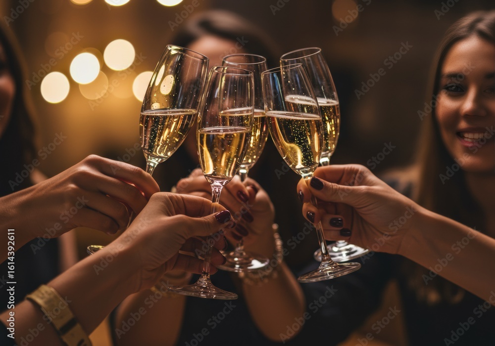 Foto Cheers to the good times: a celebratory toast with champagne among ...