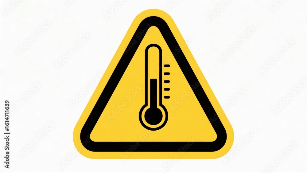 Warning Sign: Thermometer Icon Indicating High Temperature or Heat ...