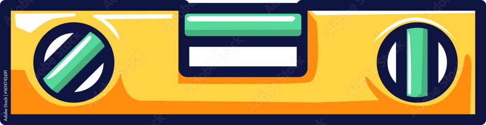 A vibrant illustration of a yellow spirit level, also known as a water ...