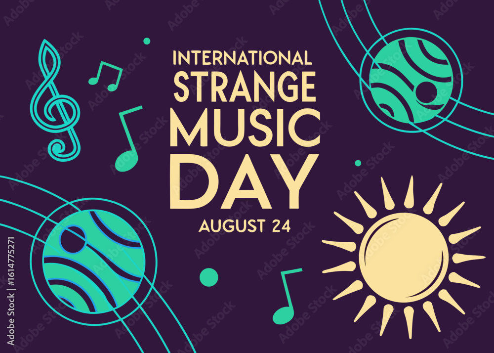 vector of orbiting music notes styled as planets, suitable for strange ...