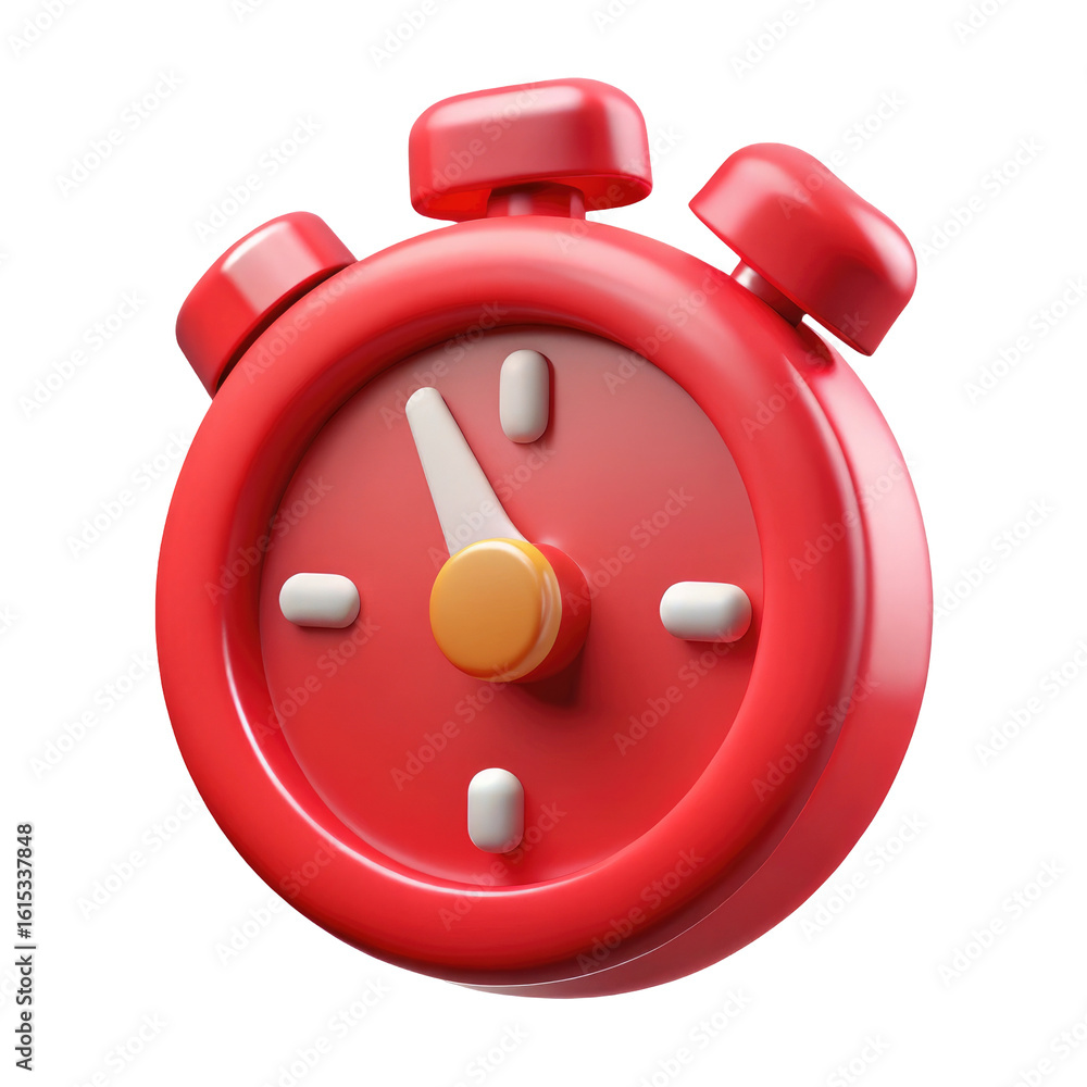 red stopwatch 3d icon in cartoon plastic style minimal isolated on ...