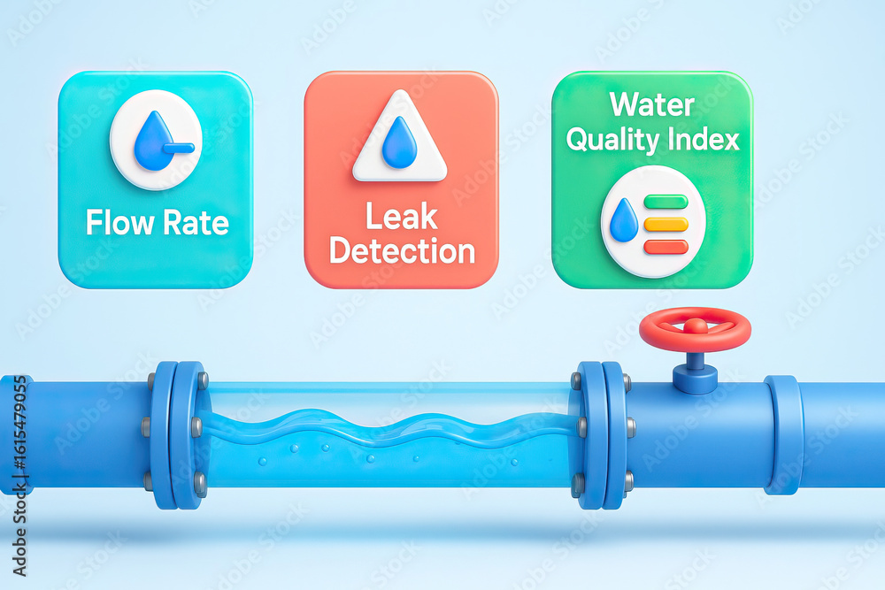 Ilustracja bez tantiem: Water flow monitoring system with transparent ...