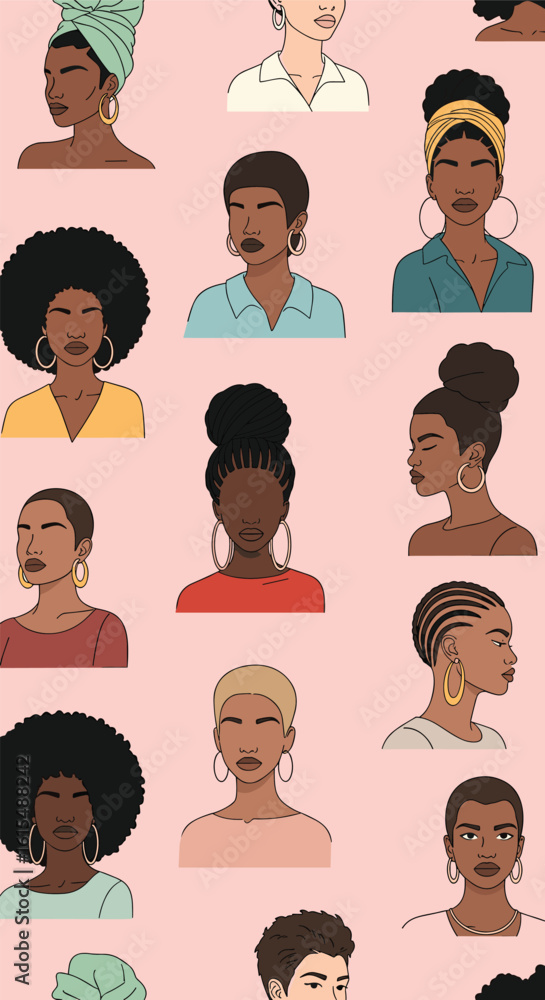 Diverse collection of people featuring different hairstyles and facial ...