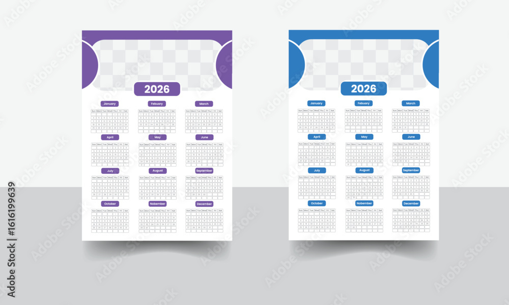 Vettoriale stock di Creative editable Wall Calendar 2026, Wall calendar ...