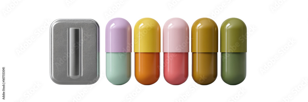 Neat Arrangement of Six Multicolored Pills in Blister Pack Stock Photo ...