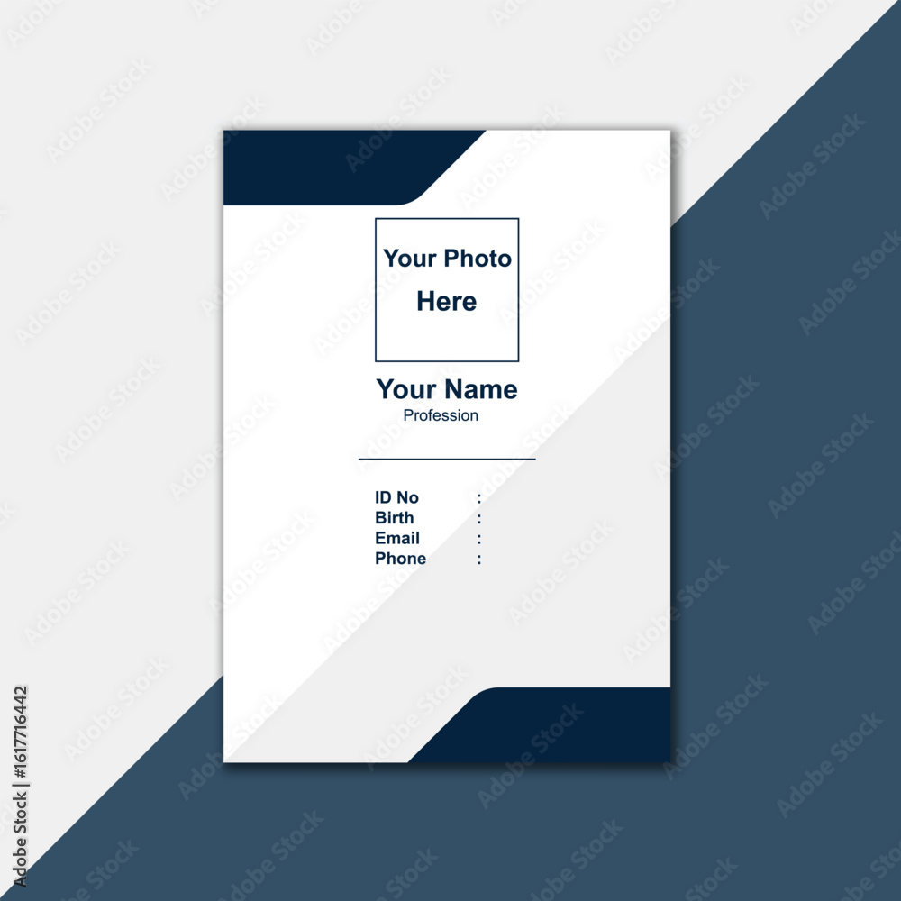 Modern Minimal ID Card Template with Photo Placeholder and Personal ...