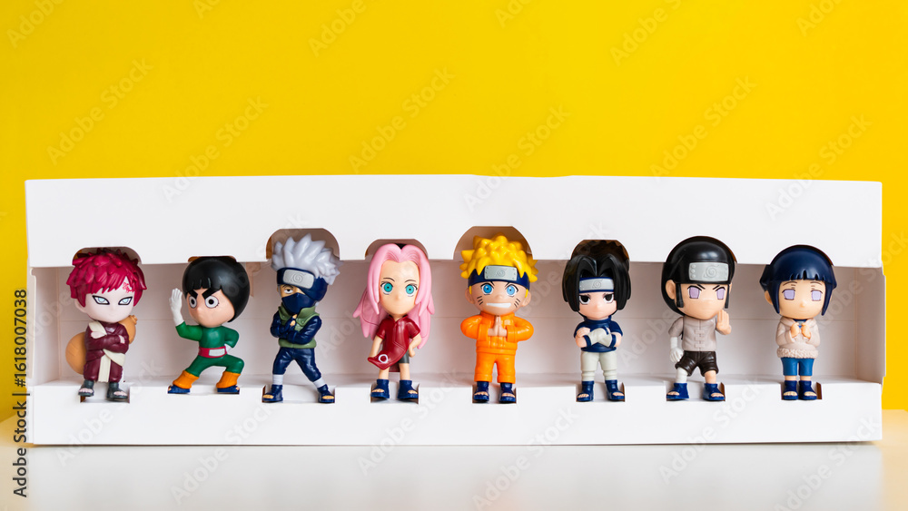 Bangkok, Thailand - 30 July, 2025; Naruto Cartoon character set, Burger ...