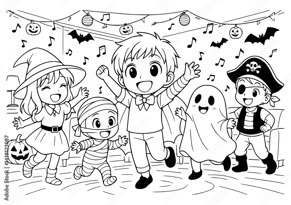Halloween Party Coloring Pages for Kids | Fun Spooky Activities for ...