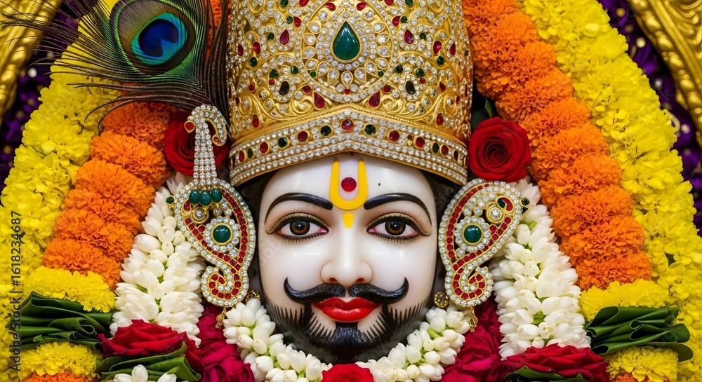 Khatu shyam baba hindu god deity krishna avatar sheesh dani baran ...