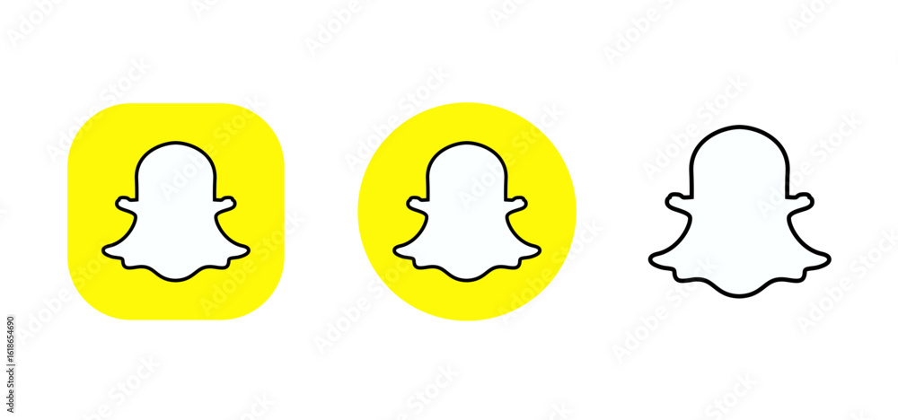 Set of Snapchat logotype designs. Ghost icon. Vector illustration ...