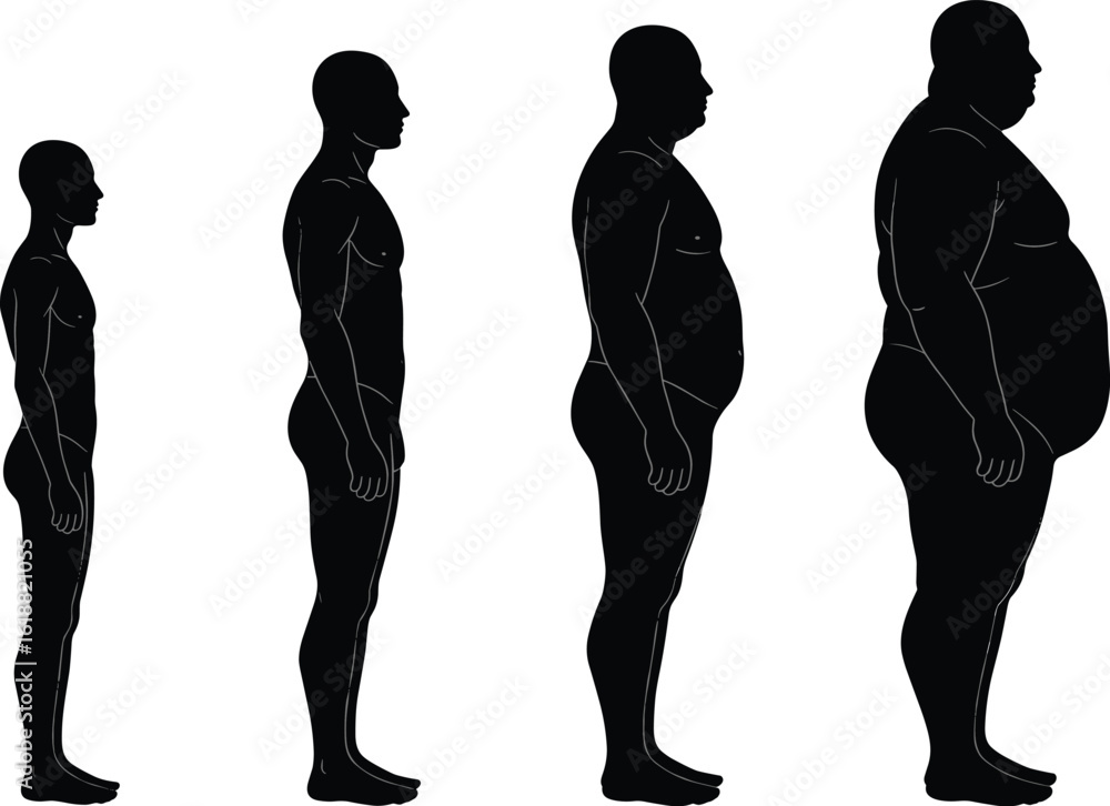 Human body mass index (BMI) progression, illustrating healthy ...