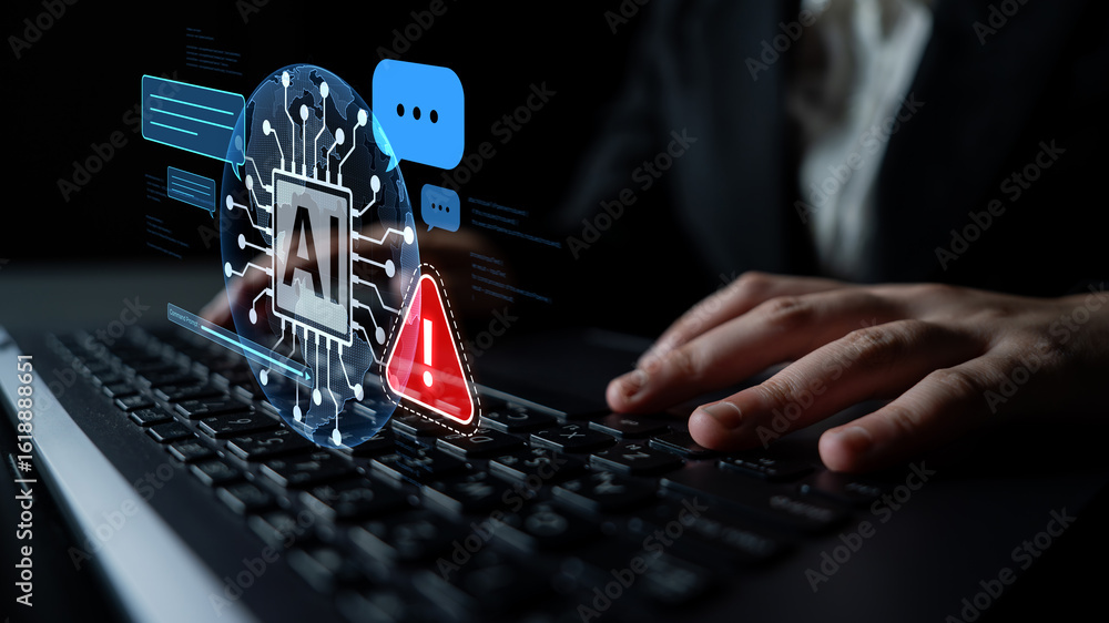 Foto de Stock AI interface showing prompt error warning and system ...