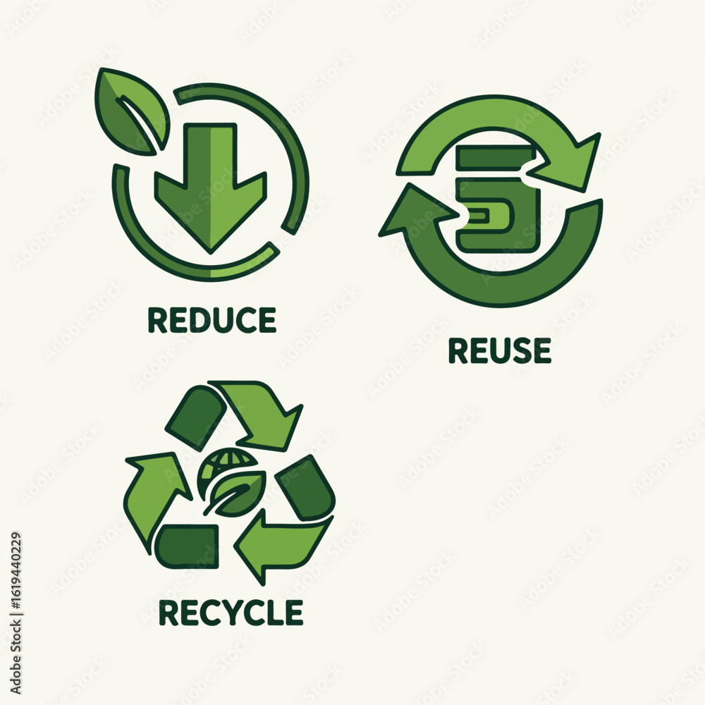 Environmental Symbols Reduce Reuse Recycle for Sustainability Stock ...