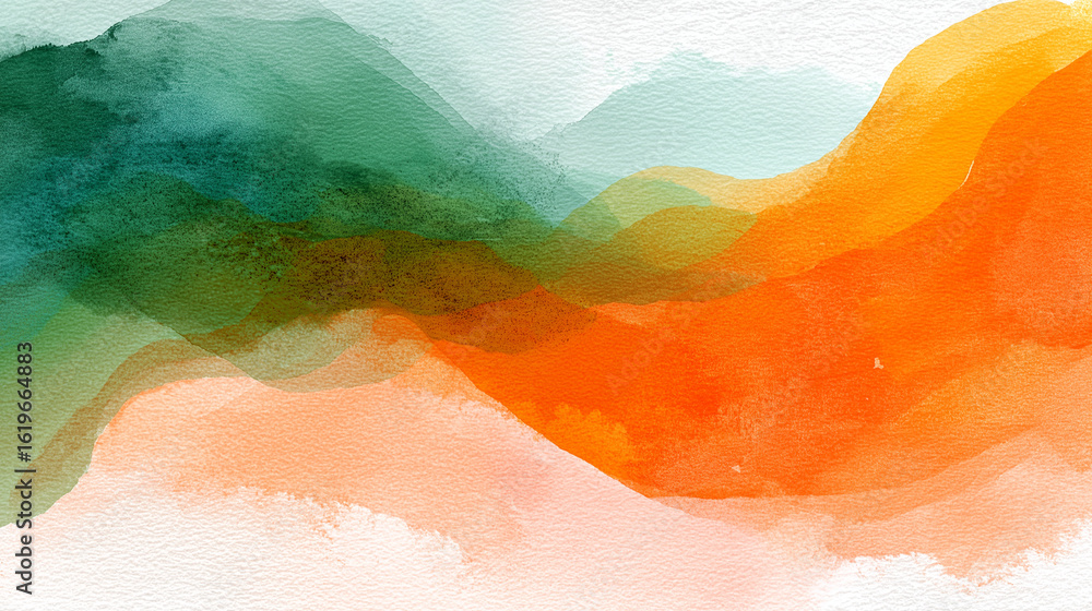 Tiranga flag in watercolor style, abstract tricolor wave flowing from ...