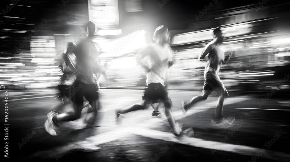 Running Crew in Motion at Night Through NYC Streets – Shutter Drag ...