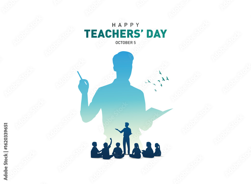 Happy Teacher's day concept vector illustration background. Creative ...