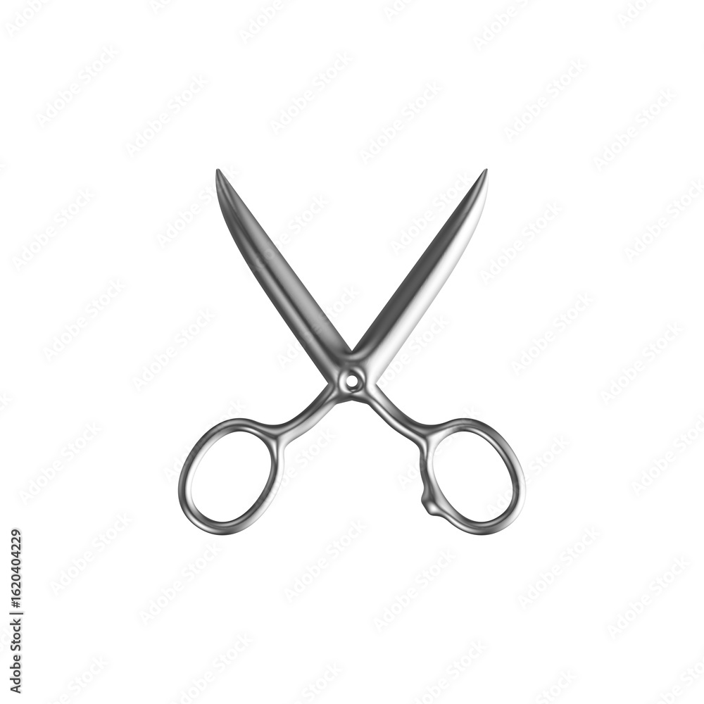 Realistic Silver Scissors Render on Transparent Background – High ...
