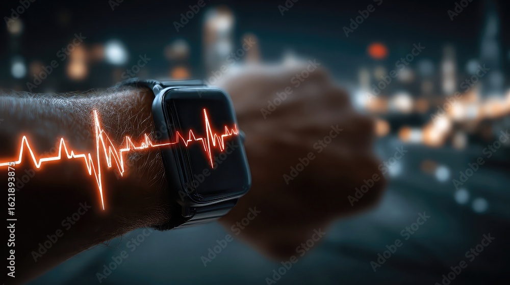 Stock-Illustration „Wearable health sensors monitoring heart rate ...