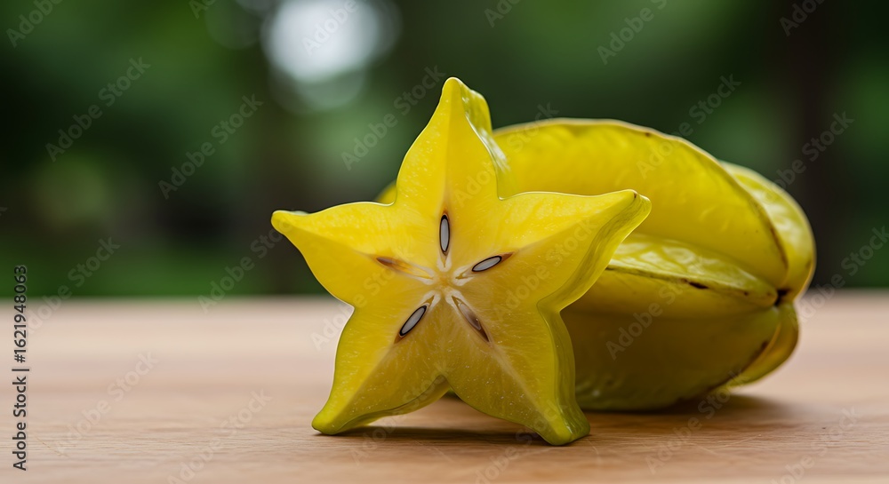 Photo Stock Fresh ripe star fruit, also known as carambola, sliced to ...
