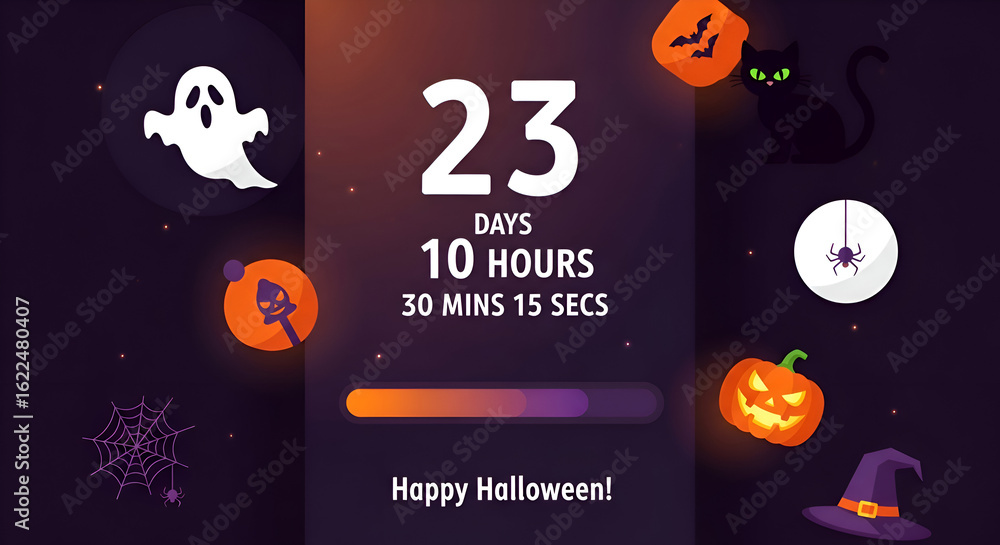 Halloween countdown timer showing 23 days, 10 hours, 30 minutes, and 15 ...