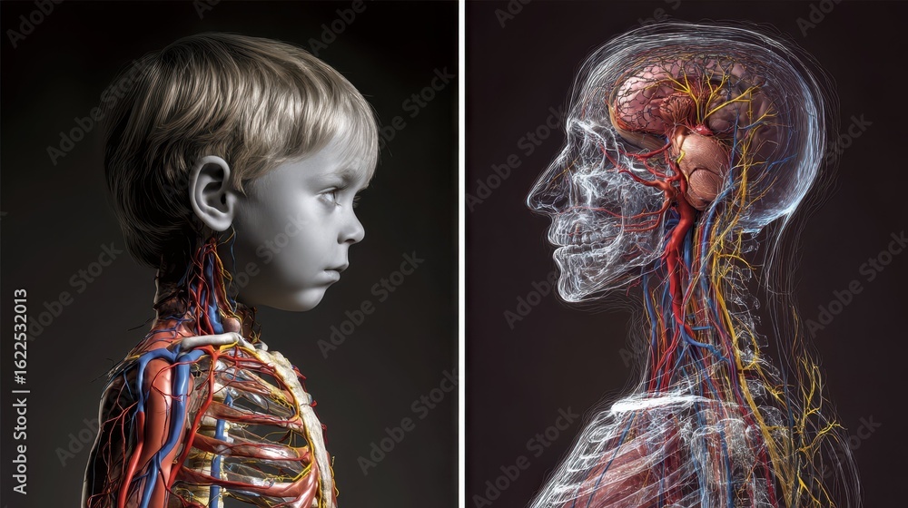 Child and Adult Anatomy Comparison of Human Body Structures Stock ...