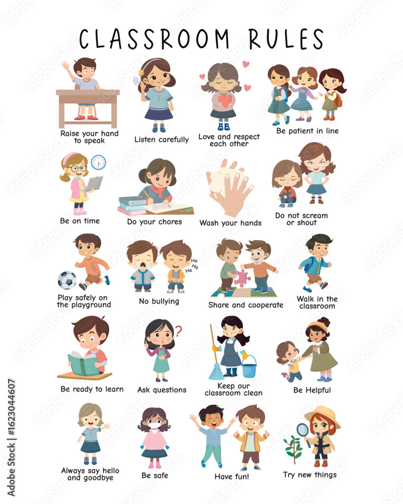 Classroom Rules Poster for Kids – Fun and Positive Behavior Guide ...