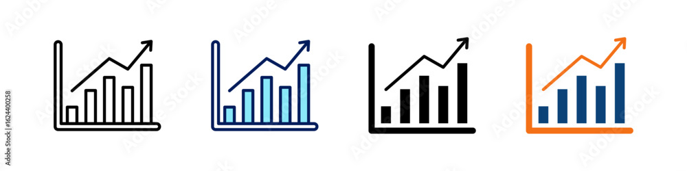 Ascending Bar Chart All In One Icon Multi Styles Vector Set Stock ...