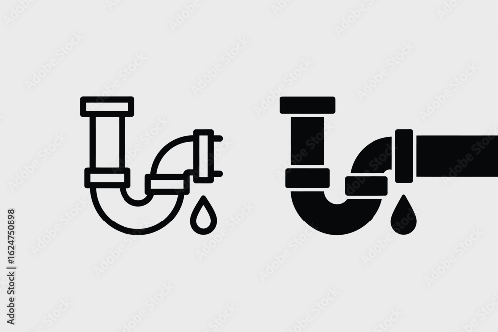 Leaking pipe icons representing plumbing problems and water damage ...