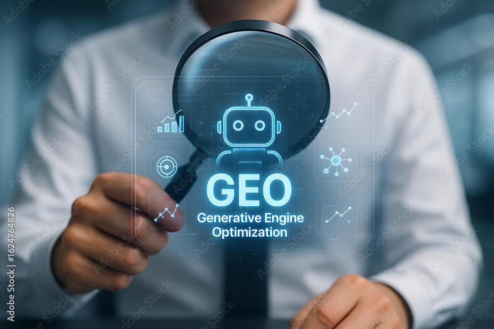 GEO – Generative Engine Optimization concept with businessmen using ...