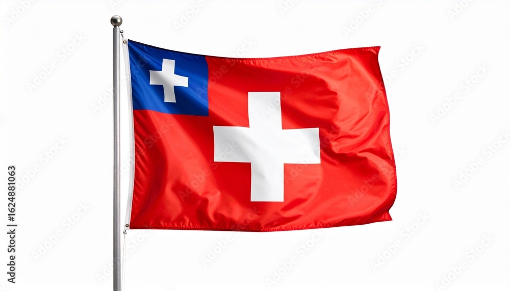 "Hybrid flag design featuring a red field with a bold white cross at ...