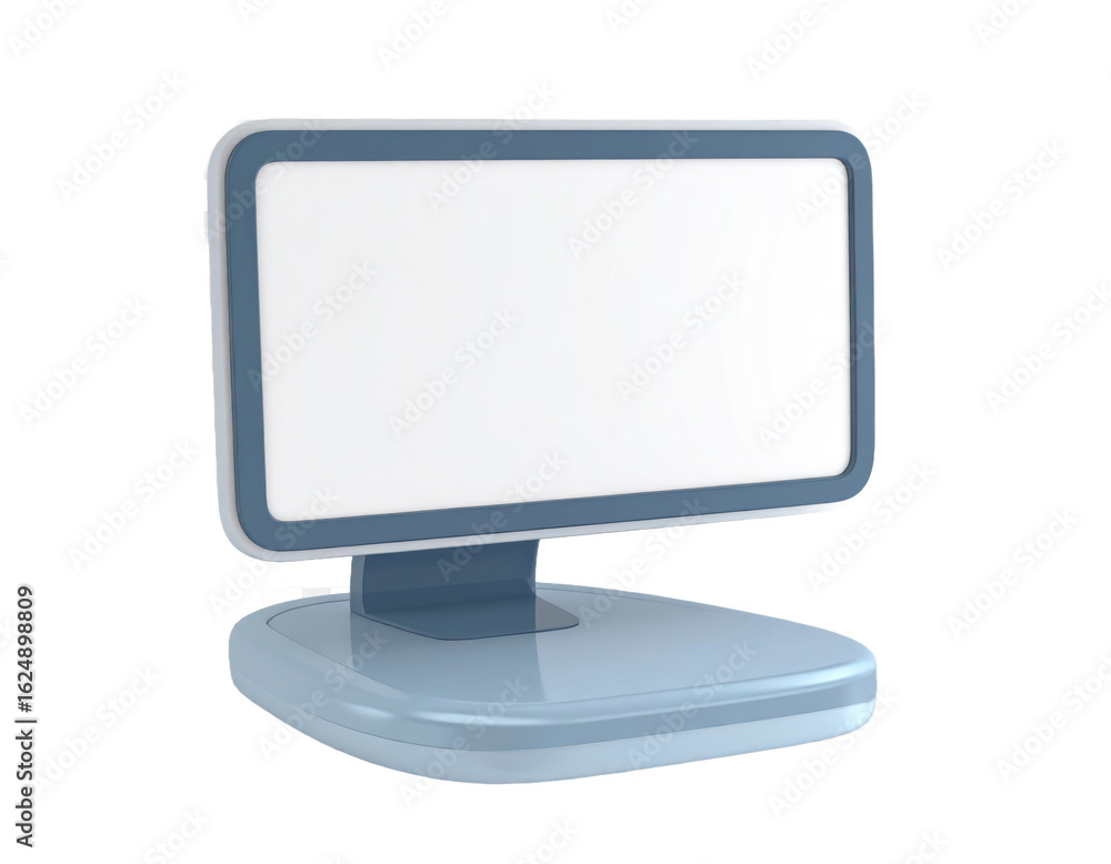 Isolated Blue Monitor Display With White Screen And Glossy Finish For ...