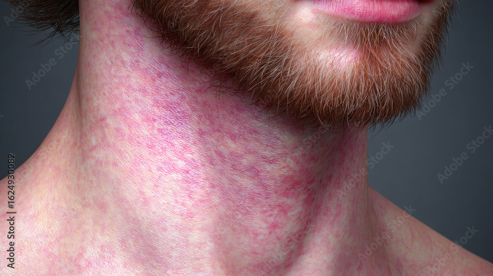 Skin problem, Inflamed skin with redness from shaving irritation; high ...